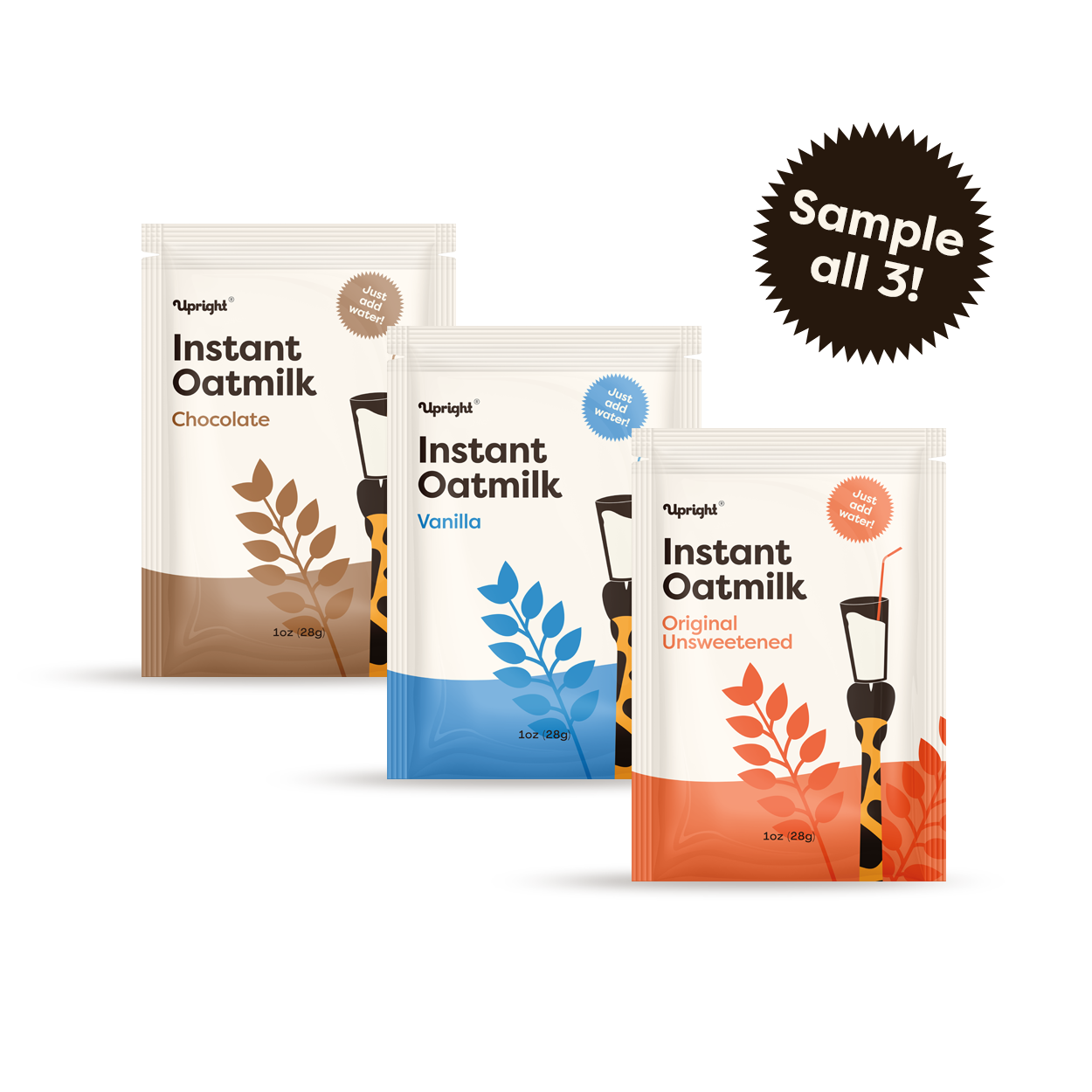 High-Protein Instant Oatmilk - Variety Sample Pack (3 Single Serving S ...